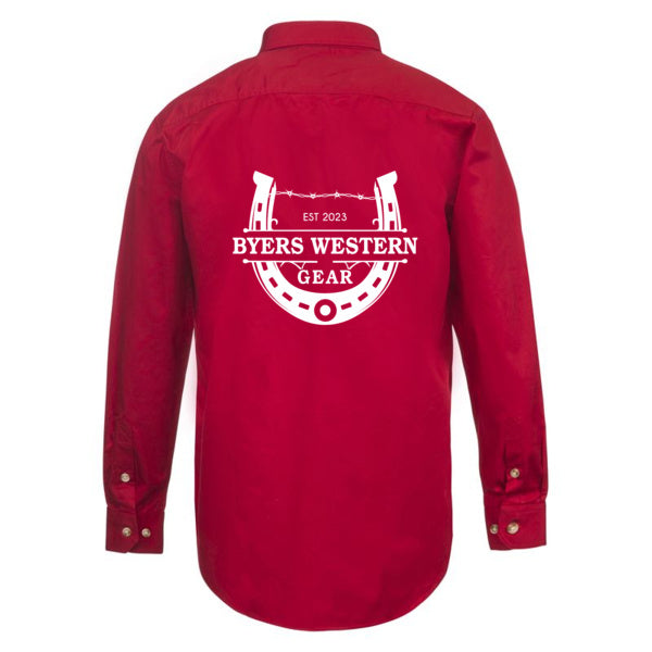 Mens Closed Front Work Shirt Horse Shoe – Byers Western Gear